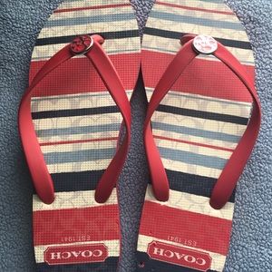 Coach Shoes | Red Leather Heel Sandals | Poshmark